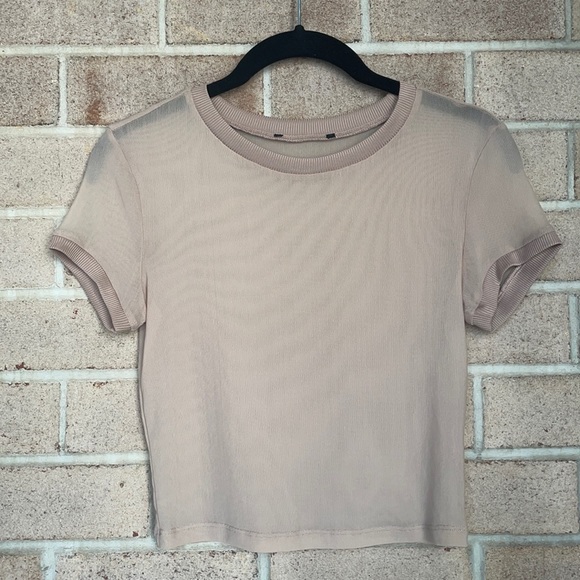 Zara | Tops | Zara Beige Sheer Mesh Crop Top | Poshmark